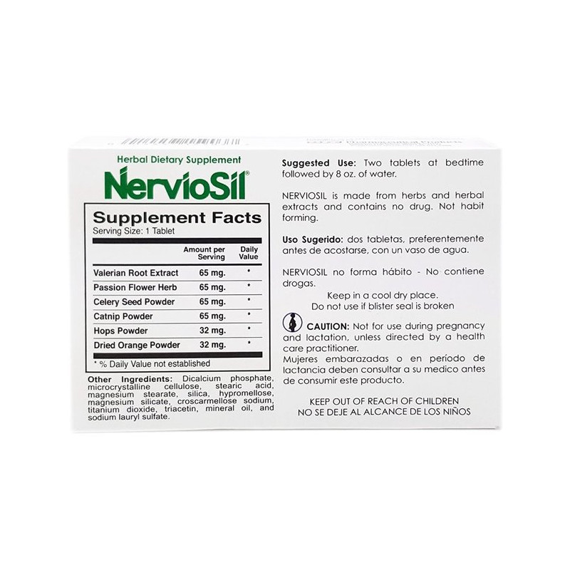 NEW NERVIOSIL Herbal Dietary SUPPLEMENT VALERIAN ROOT & PASSION FLOWER ...